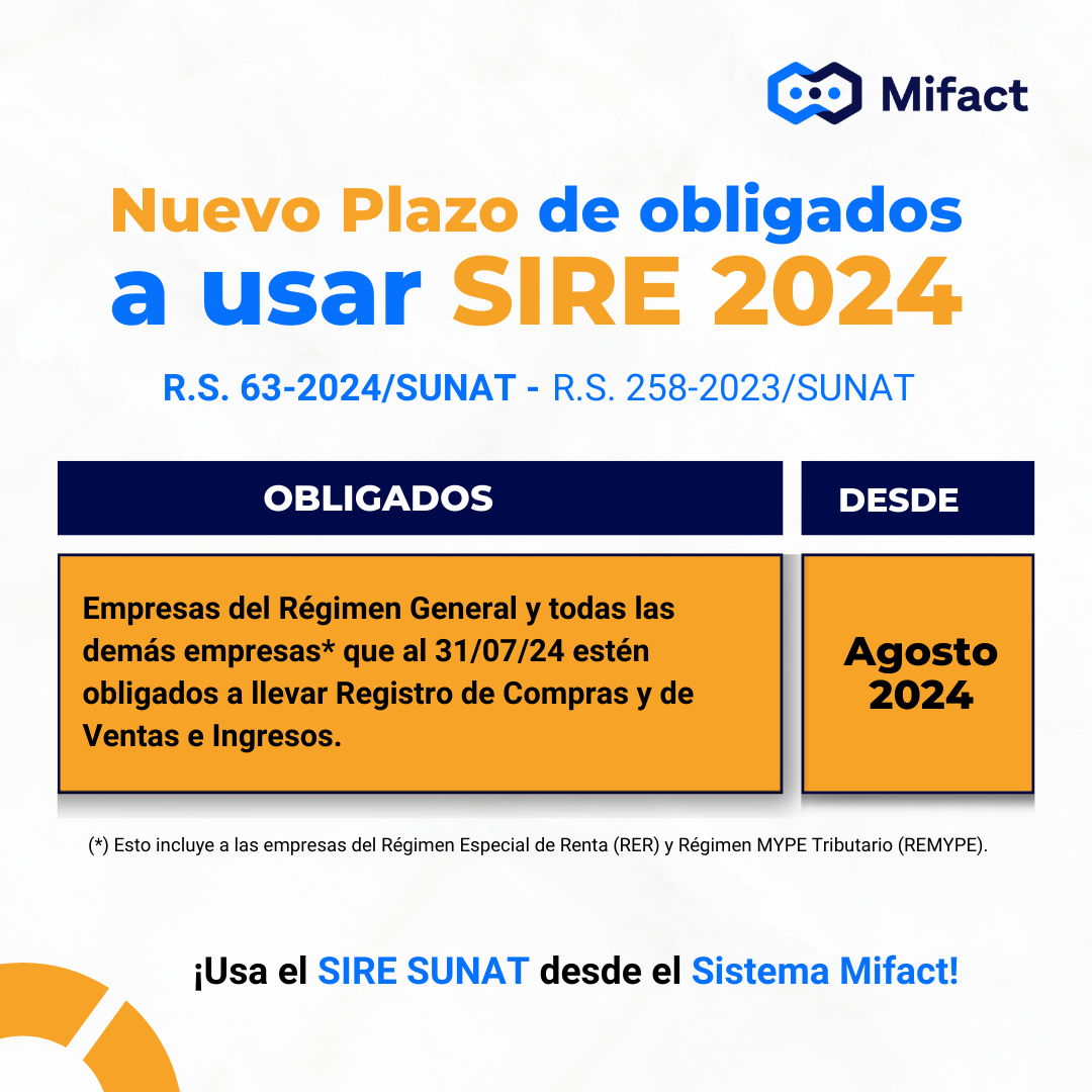 SIRE, nueva obligación SUNAT desde agosto 2024 - Mifact - Sistema de ...